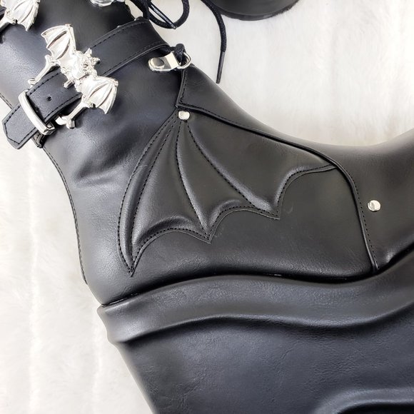 Demonia | Shoes | Bat Wing Wave Platform Mid Calf Punk Goth Boots ...